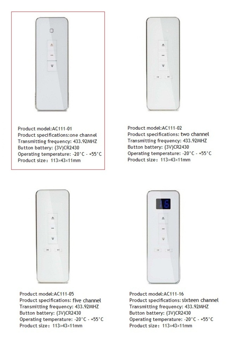 AC111-16 ac123-16d roller shutter window remote control rf 433mhz radio ...