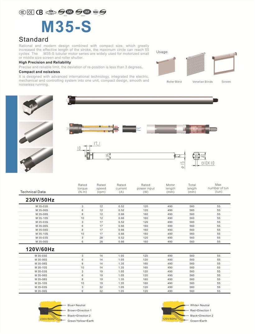 M35 Standard Tubular Motor